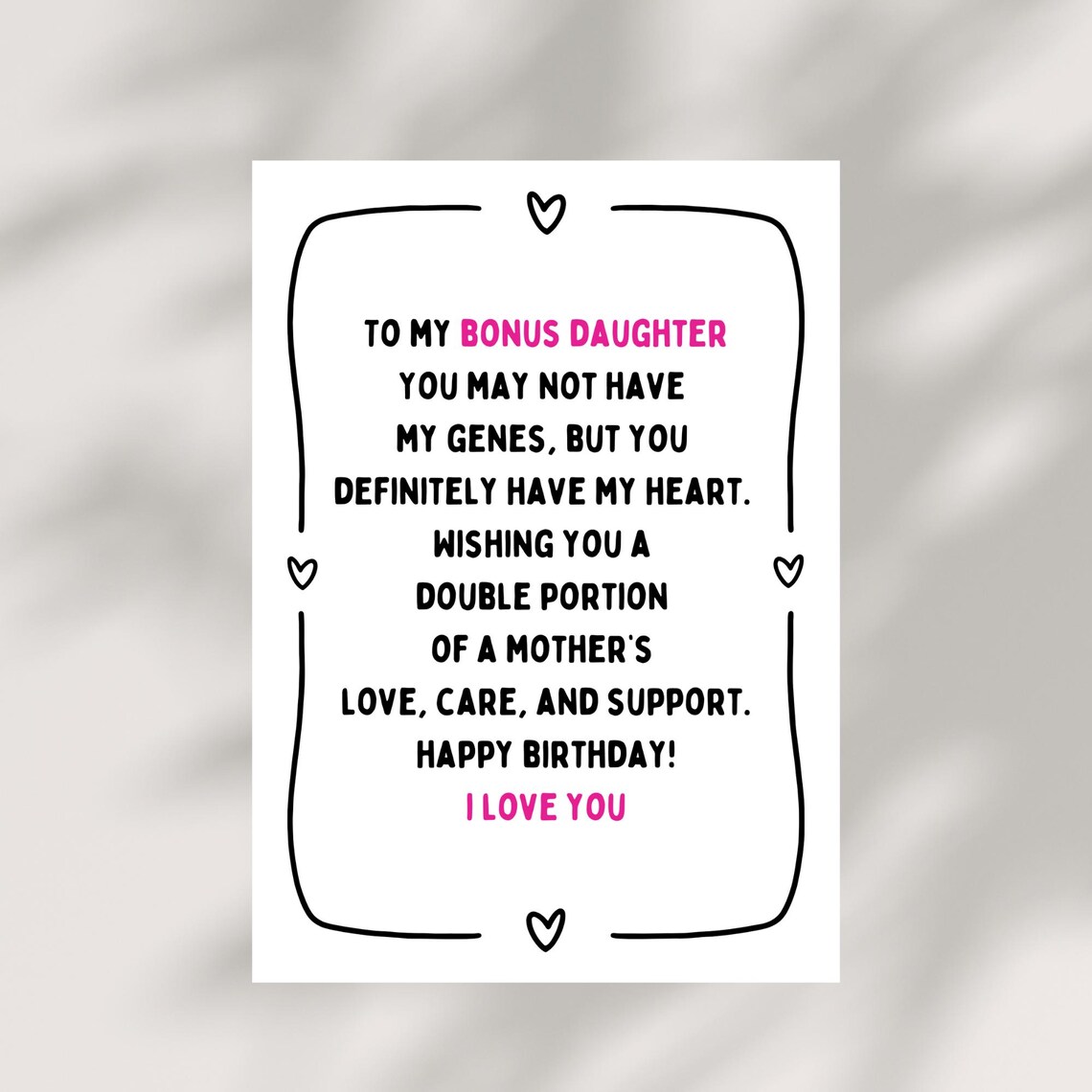 PRINTABLE Bonus Daughter Birthday Card Christian Prayer Note Faith ...