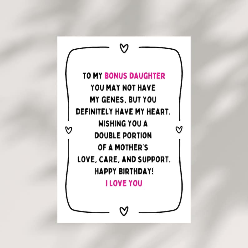 PRINTABLE Bonus Daughter Birthday Card Christian Prayer Note Faith ...