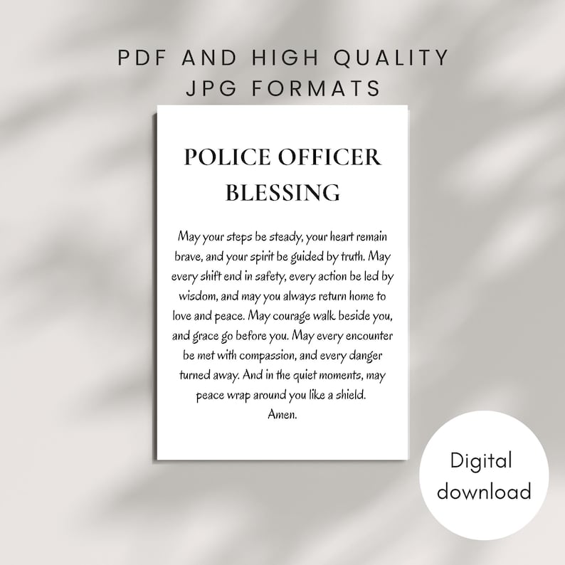 Police Week Blessing Card Printable Police Officer Appreciation Card ...