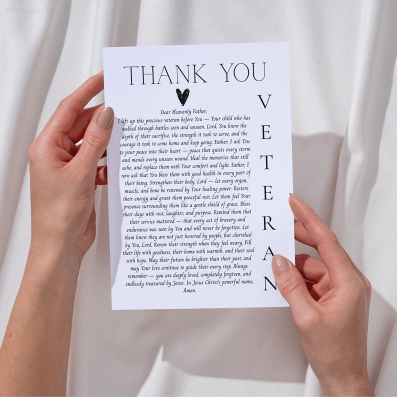 Veterans Day Card Blessing PRINTABLE Prayer Thank You Appreciation ...