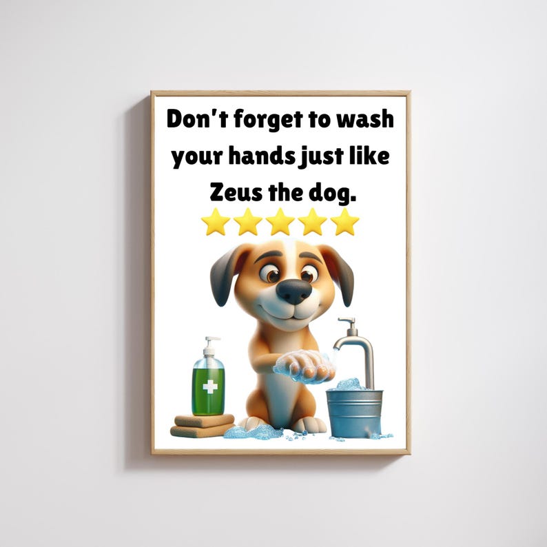 Washing Hands Sign for Kids Toddler Bathroom Wall Art Printable ...