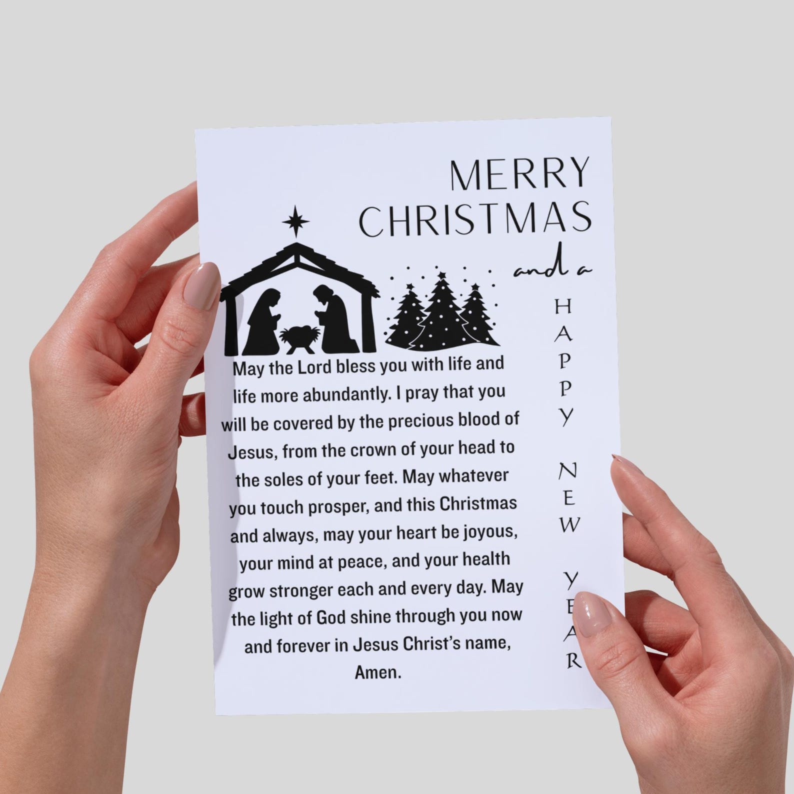 Christmas Card Blessing PRINTABLE Prayer Happy New Year Faith-based ...