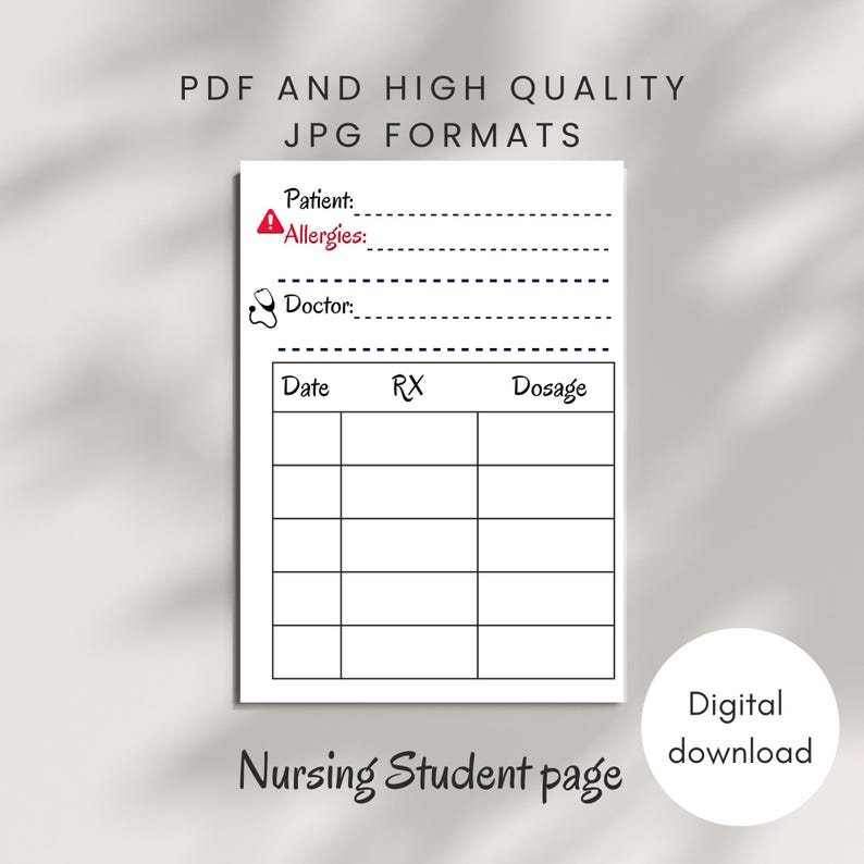 Nursing Progress Notes Template Printable Medication Record ...