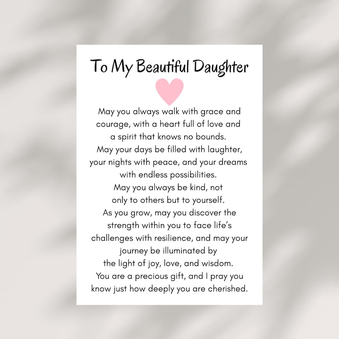 Blessing for Daughter Card Printable Christian Appreciation Digital ...