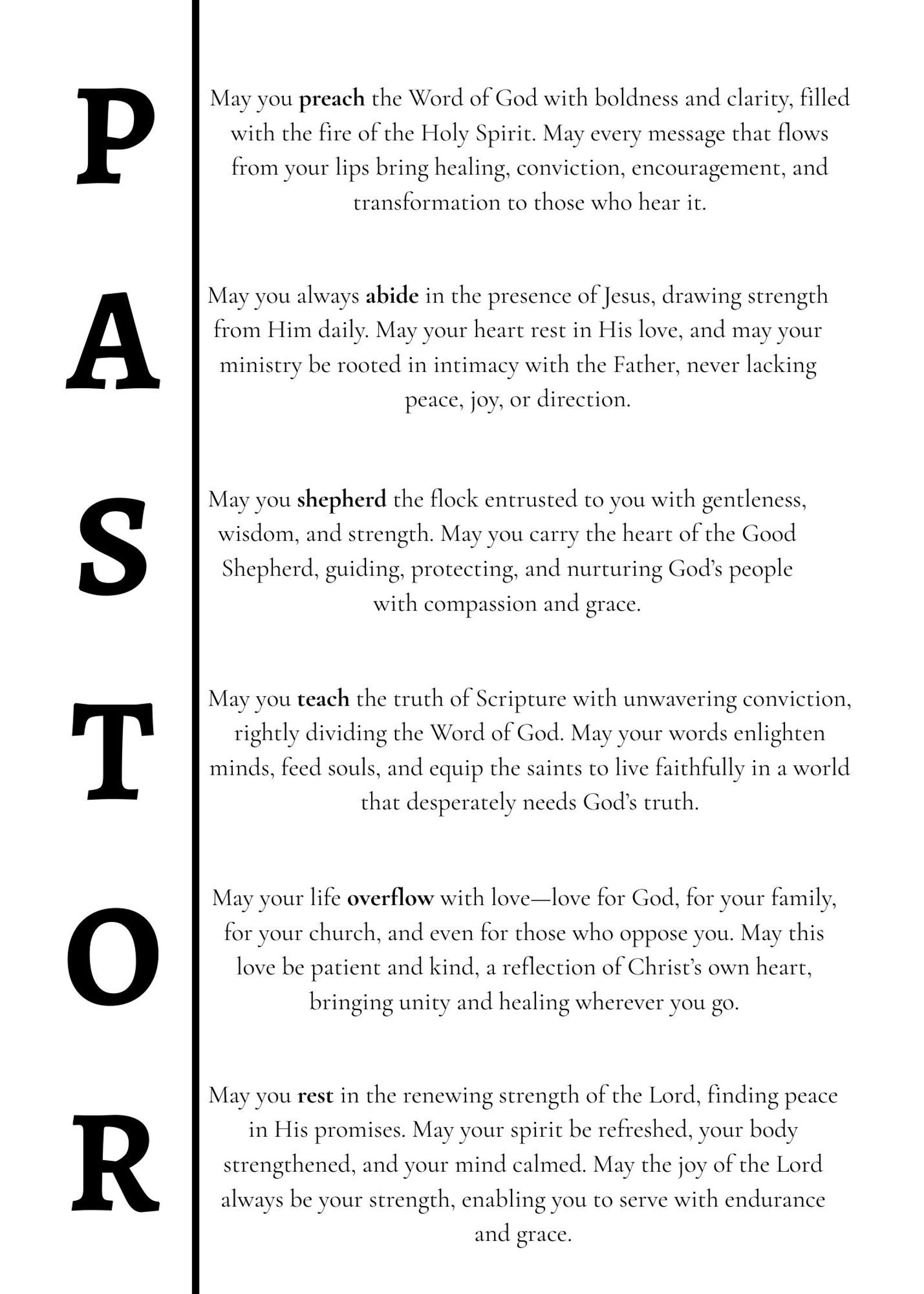 PRINTABLE Pastor Blessing Card Prayer Pastor Appreciation Month Thank ...
