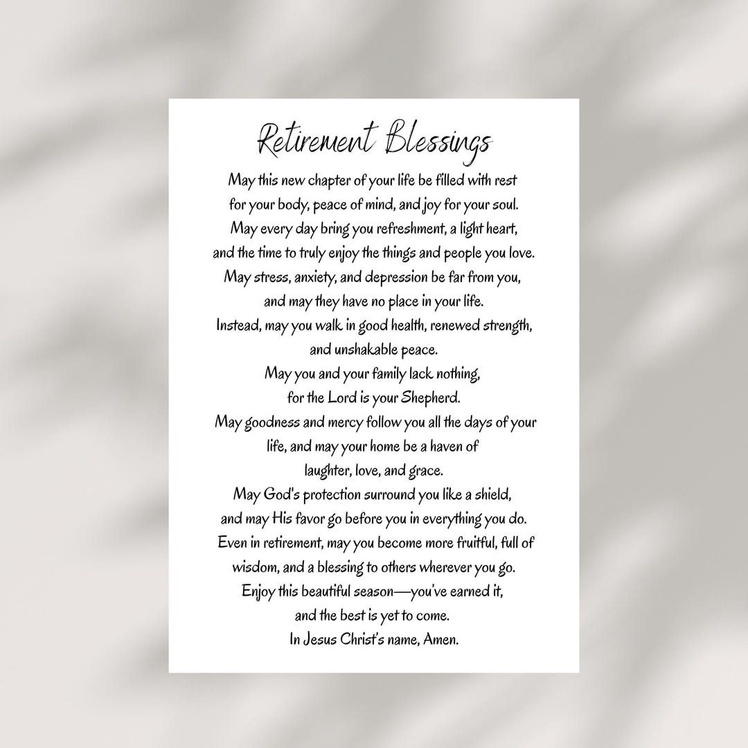 Retirement Blessing Card Printable Instant Digital Download Christian ...