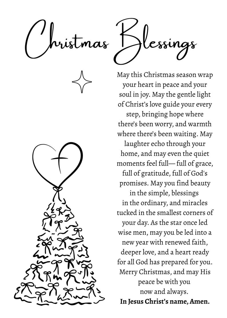 PRINTABLE Christmas Blessing Card Christian Prayer Gift for Holiday ...