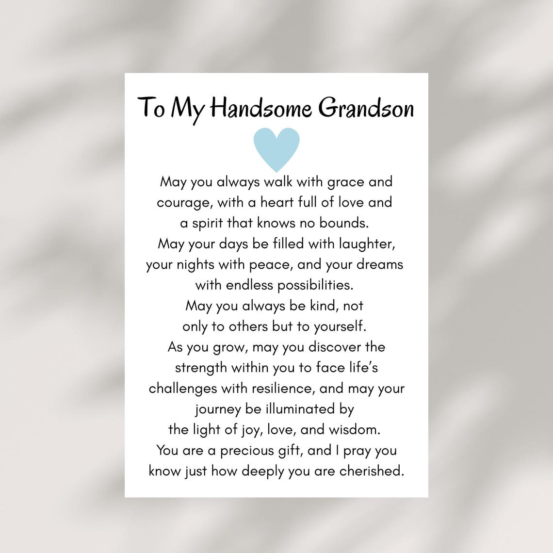 PRINTABLE Blessing for Grandson Card Christian Prayer Religious Faith ...