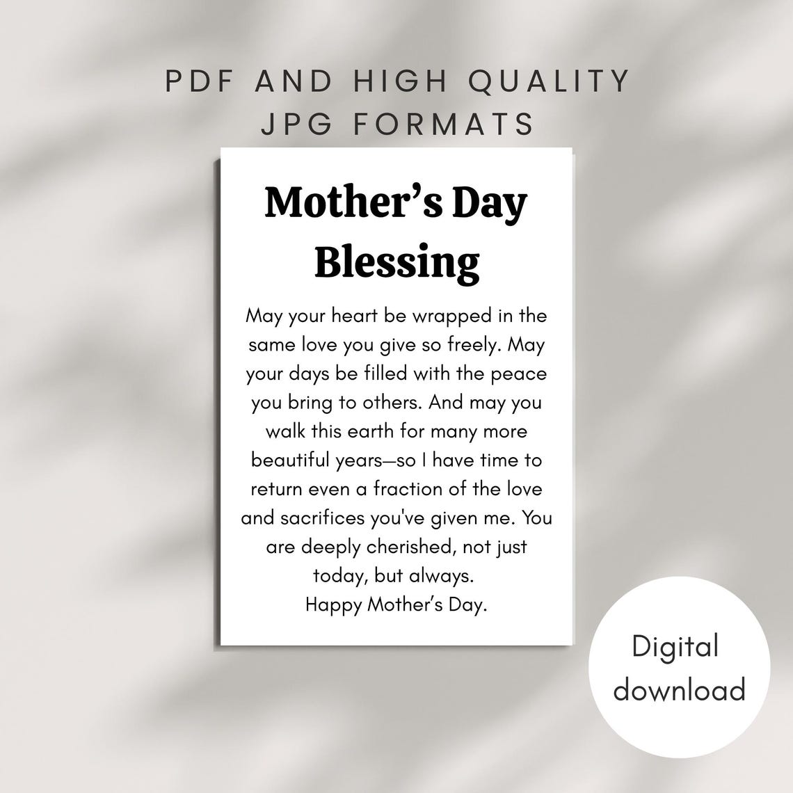Mother’s Day Blessing Card Printable Christian Mom Card Digital ...