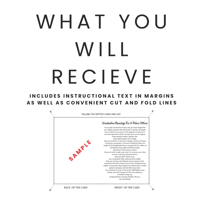 Police Graduation Blessing Card Printable Digital Download Law ...