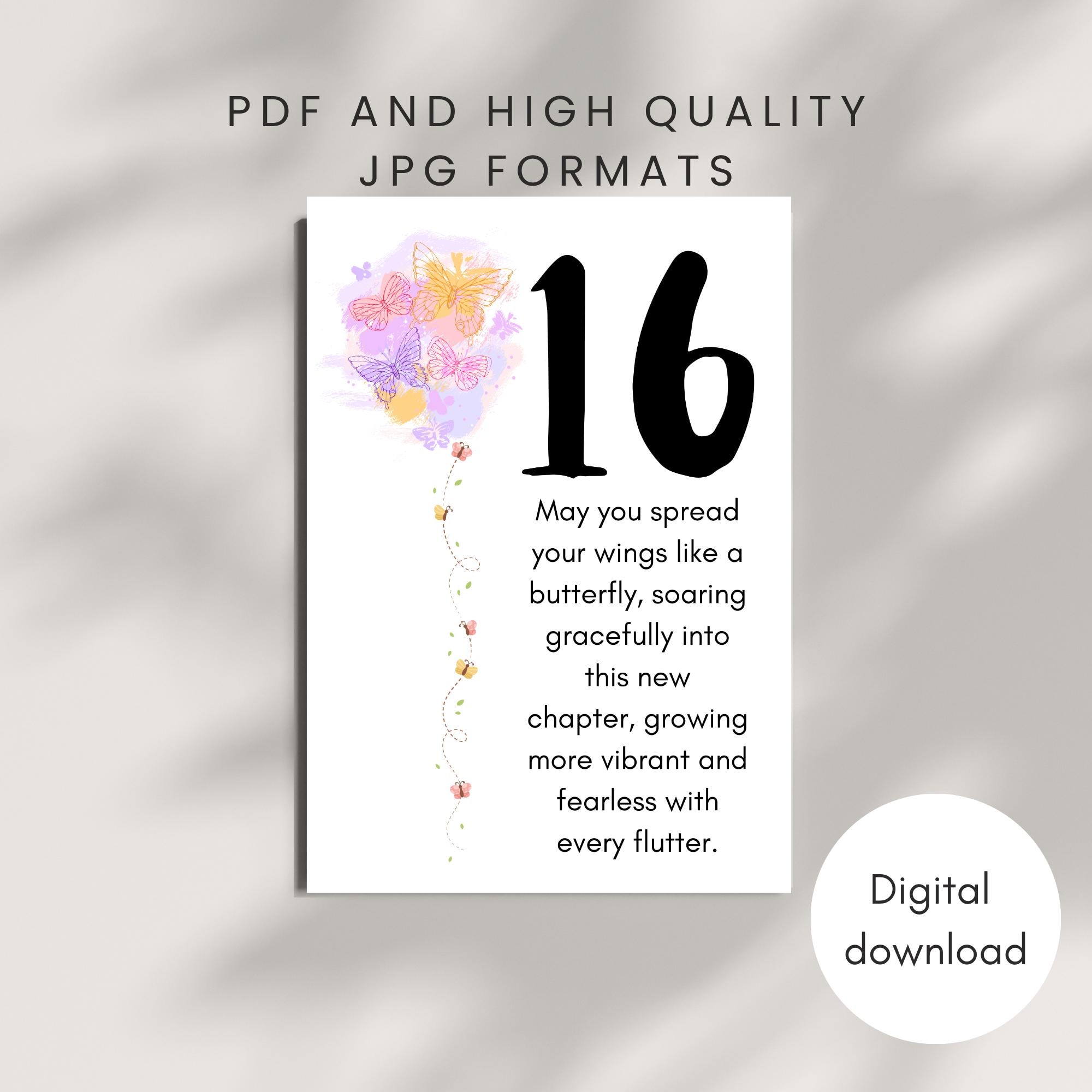 16th Birthday Blessing Card PRINTABLE Sweet 16 Christian Prayer Faith ...