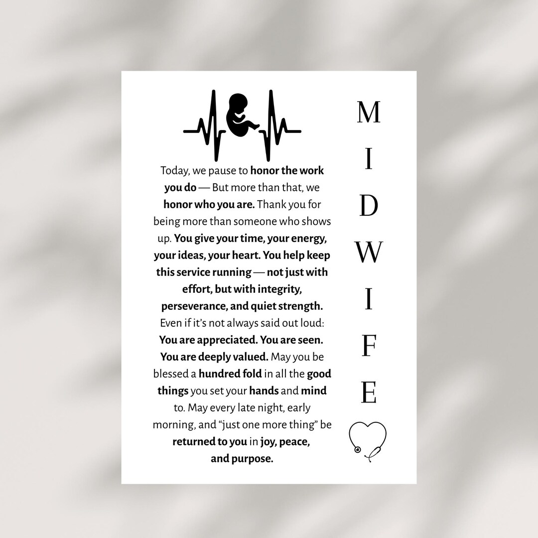Midwife Blessing Card Printable Thank You Christian Prayer Gift for ...