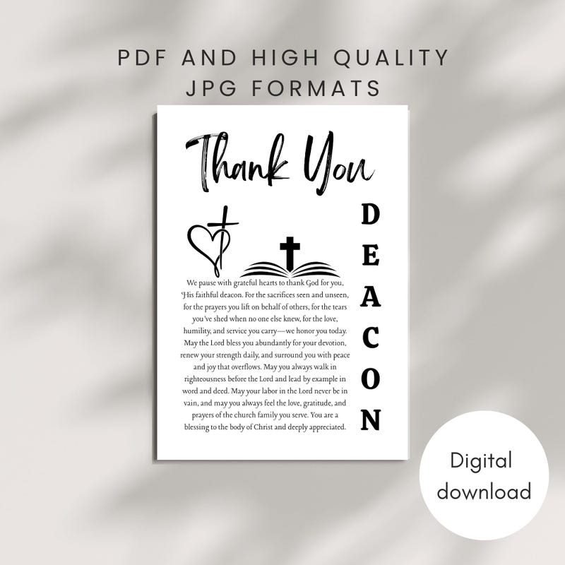 Deacon Appreciation Card - Etsy