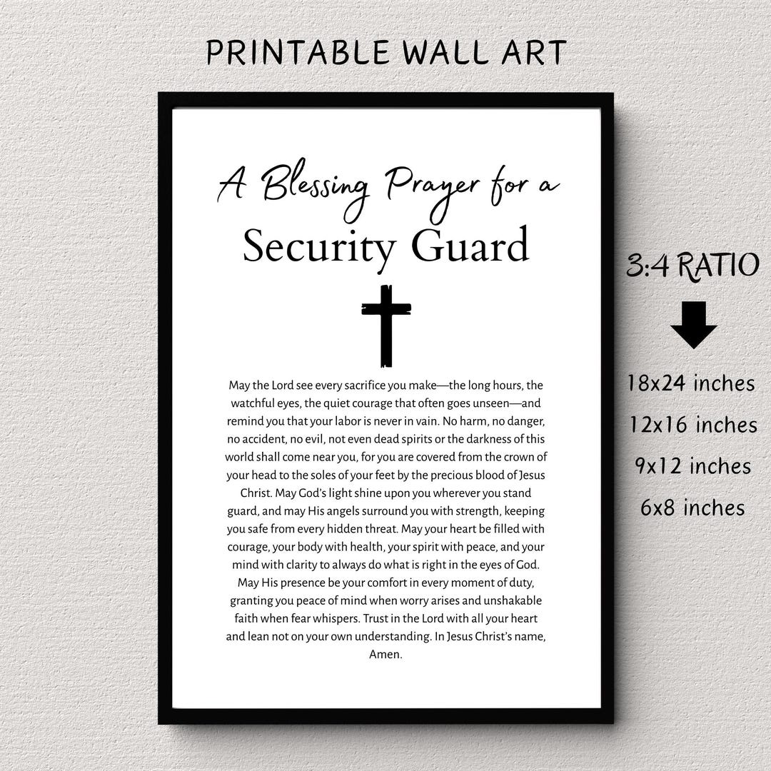 Security Guard Blessing Wall Art PRINTABLE Christian Prayer ...