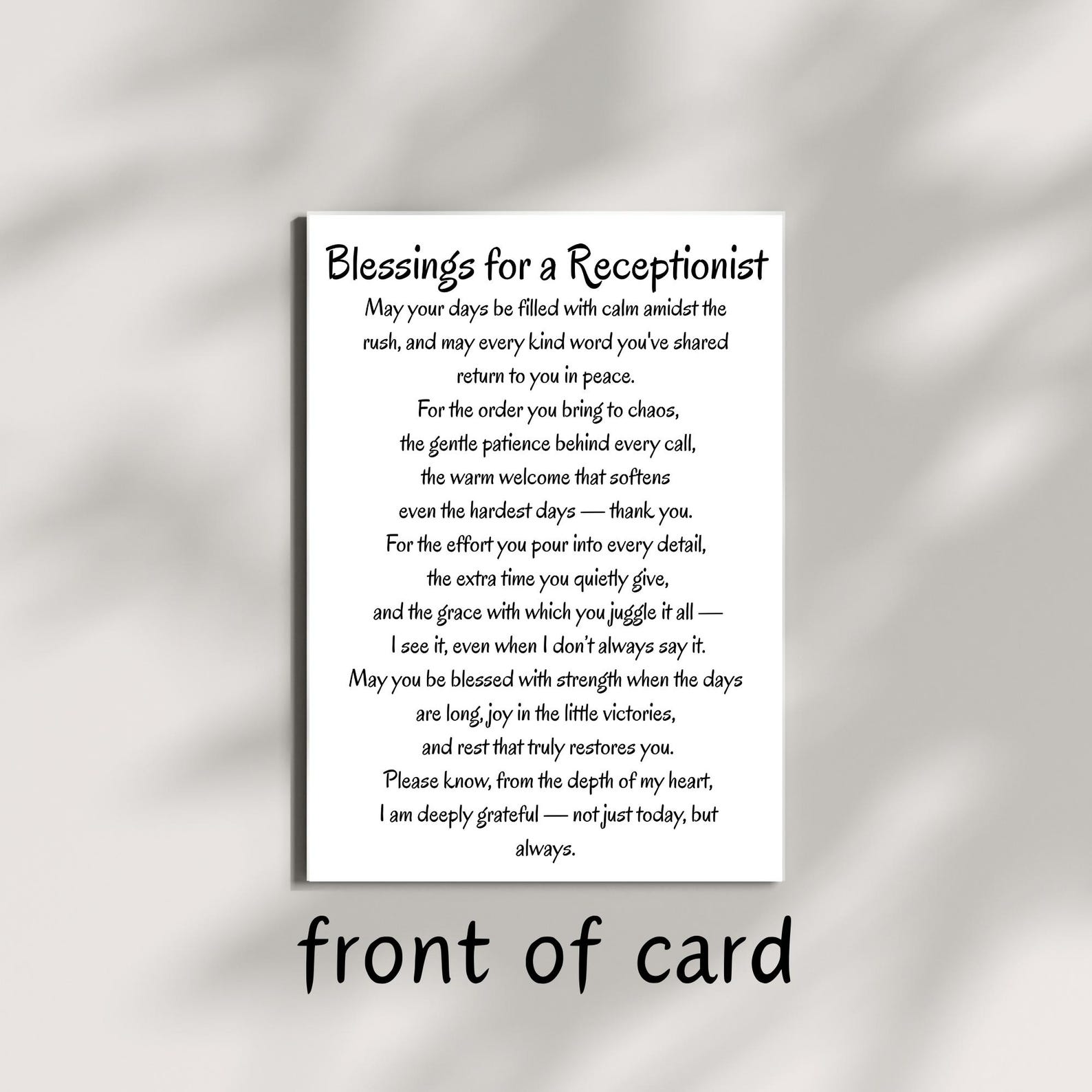 Christian National Receptionists Day Blessing Card Printable for ...