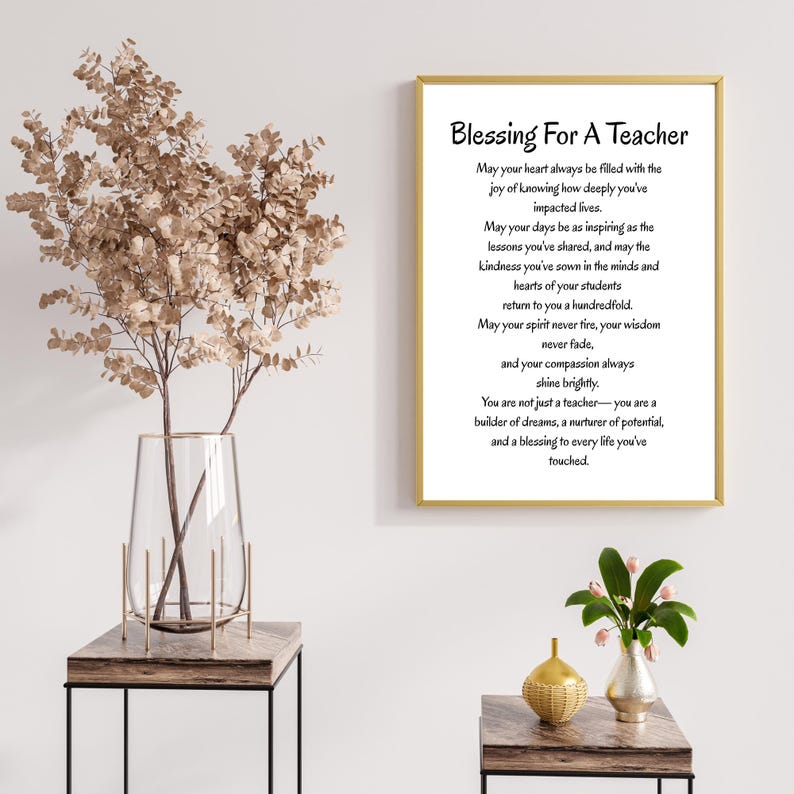 Teacher Blessing Wall Art Printable 18x24 Digital Download Teacher ...