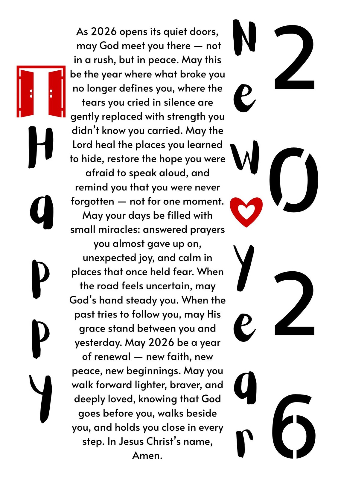 2026 New Year Blessing Card PRINTABLE Prayer Happy New Year Christian ...