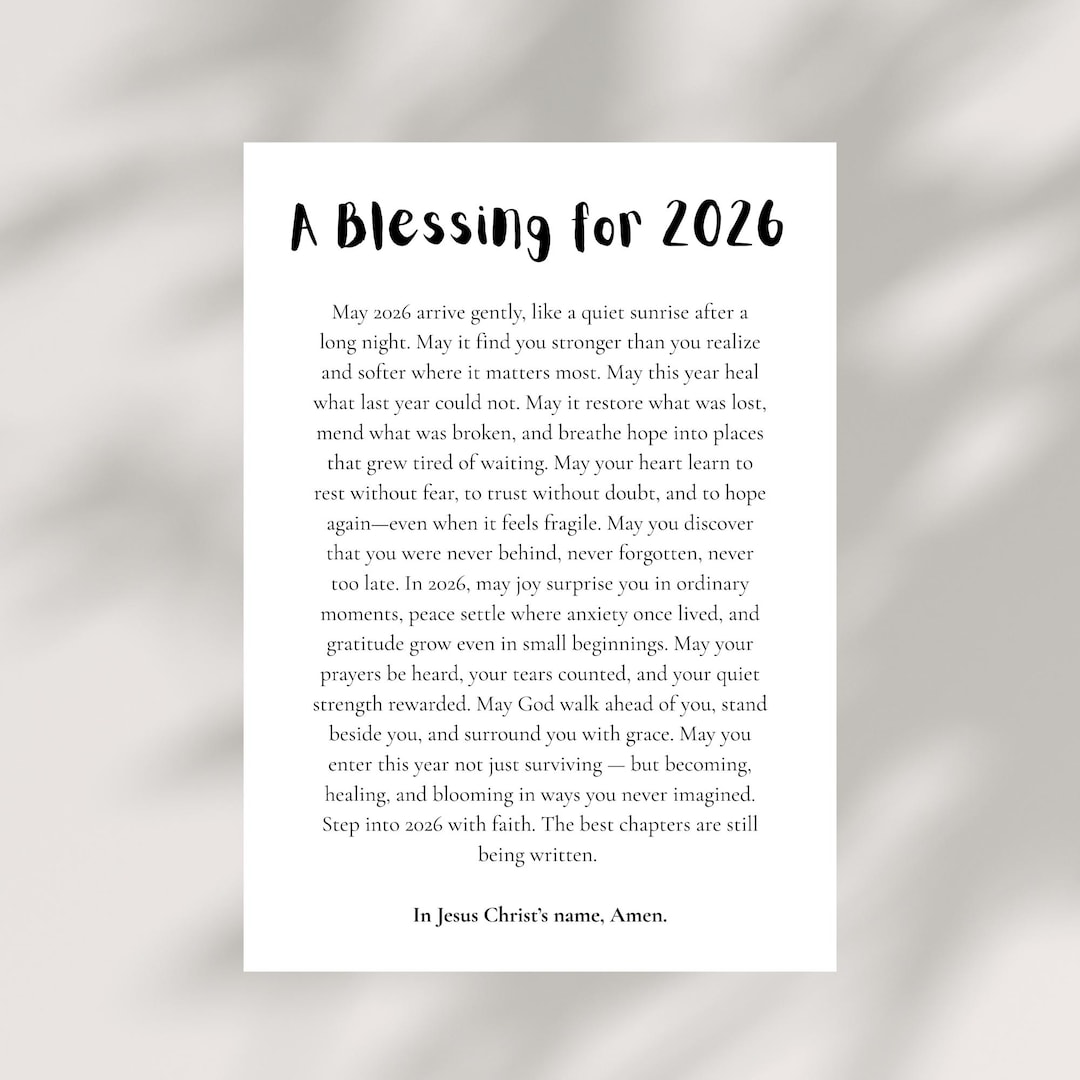 2026 New Year Blessing Card PRINTABLE Prayer Happy New Year Christian ...
