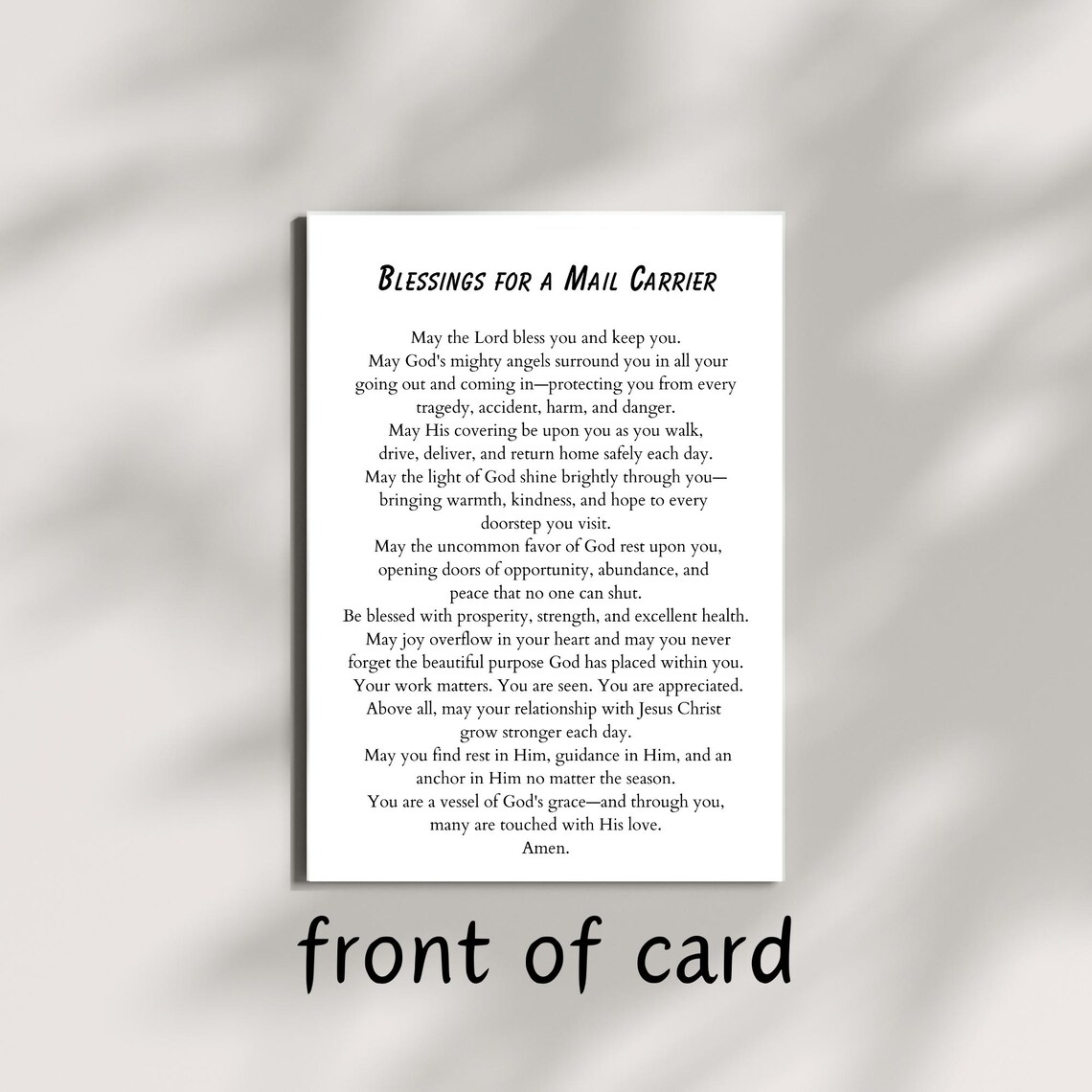 Mail Carrier Blessing Card Printable Thank You Card for Mail Carrier ...