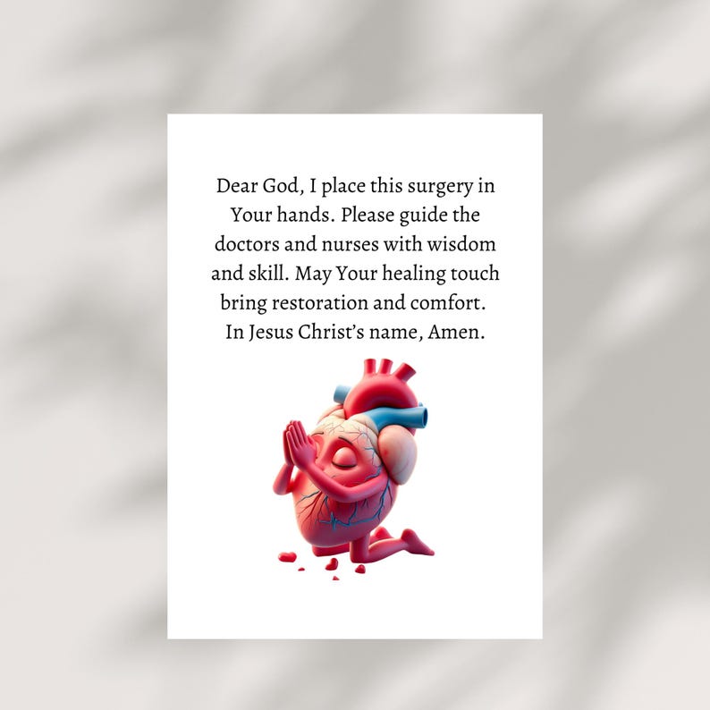 Printable Christian Get Well Card Surgery Recovery Prayer Card Heart ...