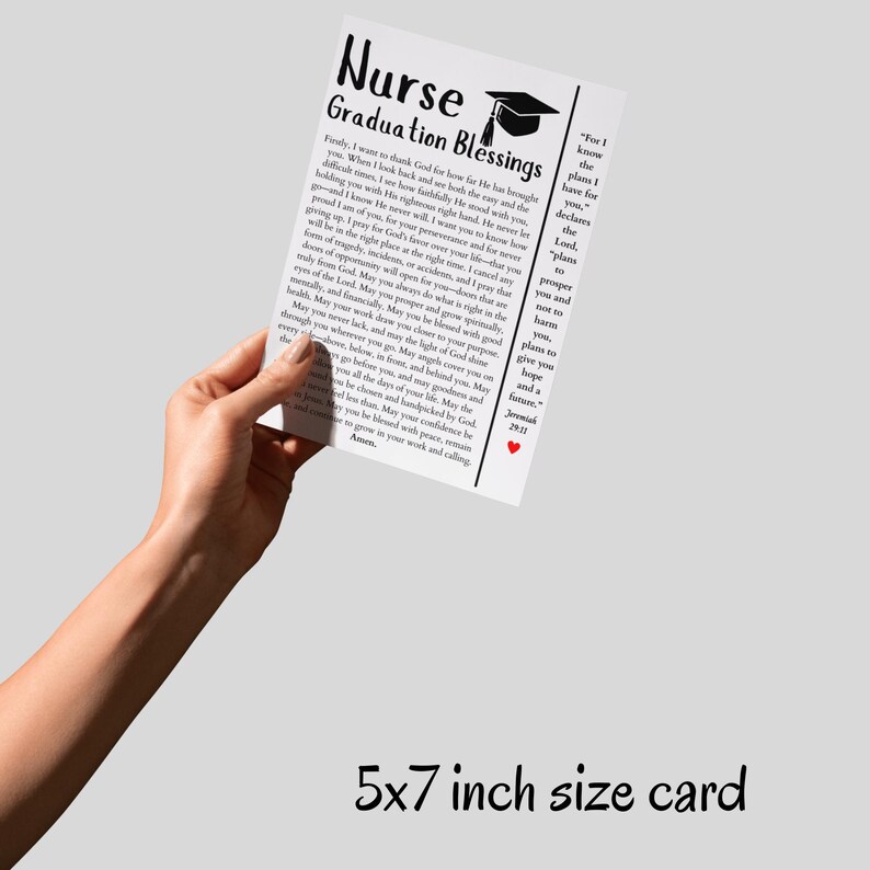 Nurse Graduation Blessing Card PRINTABLE RN Prayer Note Keepsake ...