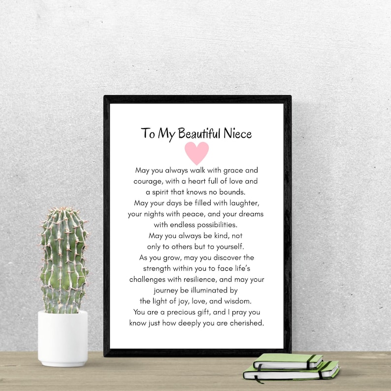 Blessing for Niece Wall Art Christian Printable Digital Download Niece ...