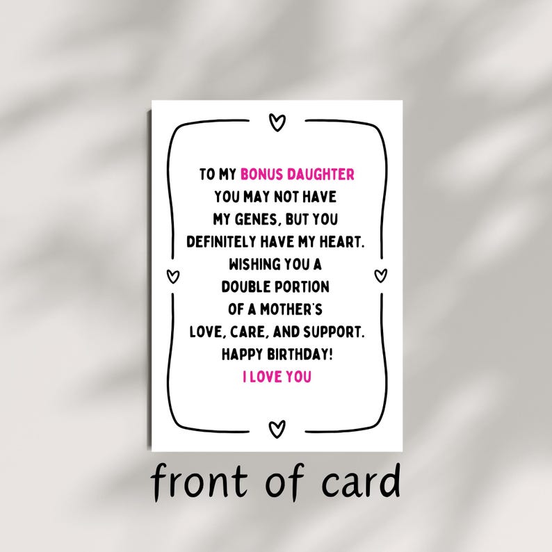 Bonus Daughter Birthday Printable Card Happy Birthday Bonus Daughter ...