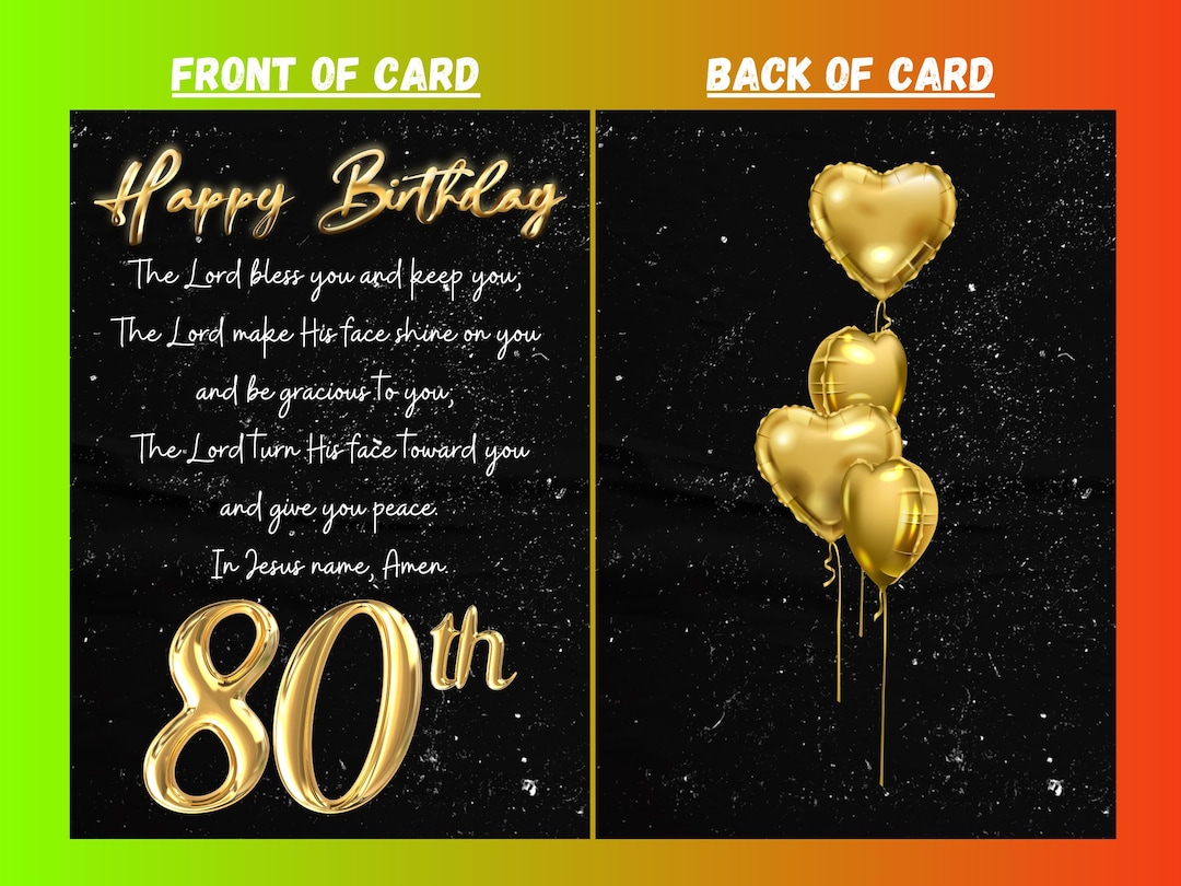 80th Unique Milestone Christian Birthday Card Instant Digital Printable ...