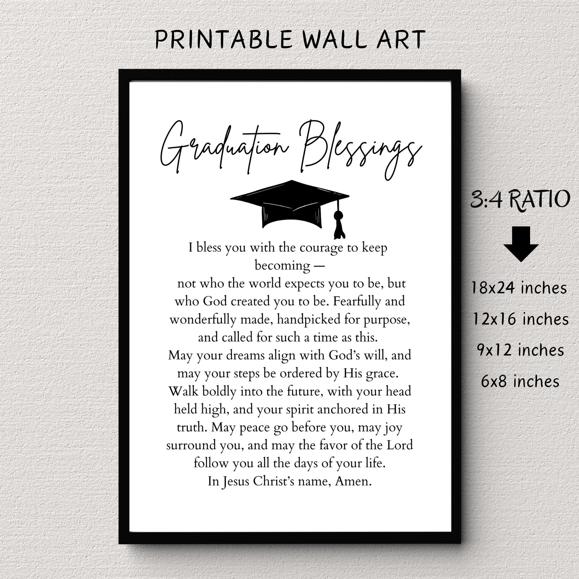 Graduation Blessing Wall Art Printable Christian Prayer Digital ...