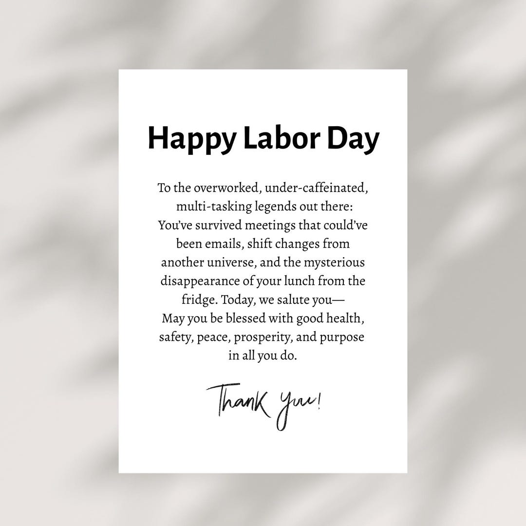 Funny Labor Day Card Printable for Workers Employees Christian Blessing ...