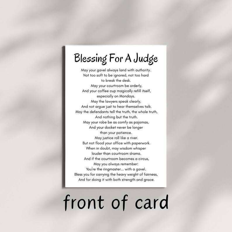 Blessing for A Judge Printable Card Funny Judge Gift Digital Download ...