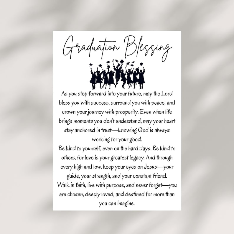 Christian Graduation Blessing Card Printable Faith Based Religious ...