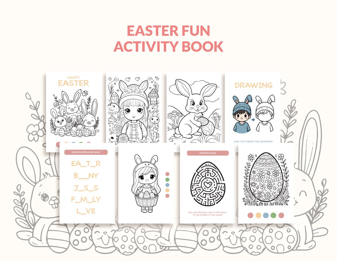 Easter Colouring Book & Activity Sheet Printable, Easter Games, Happy ...