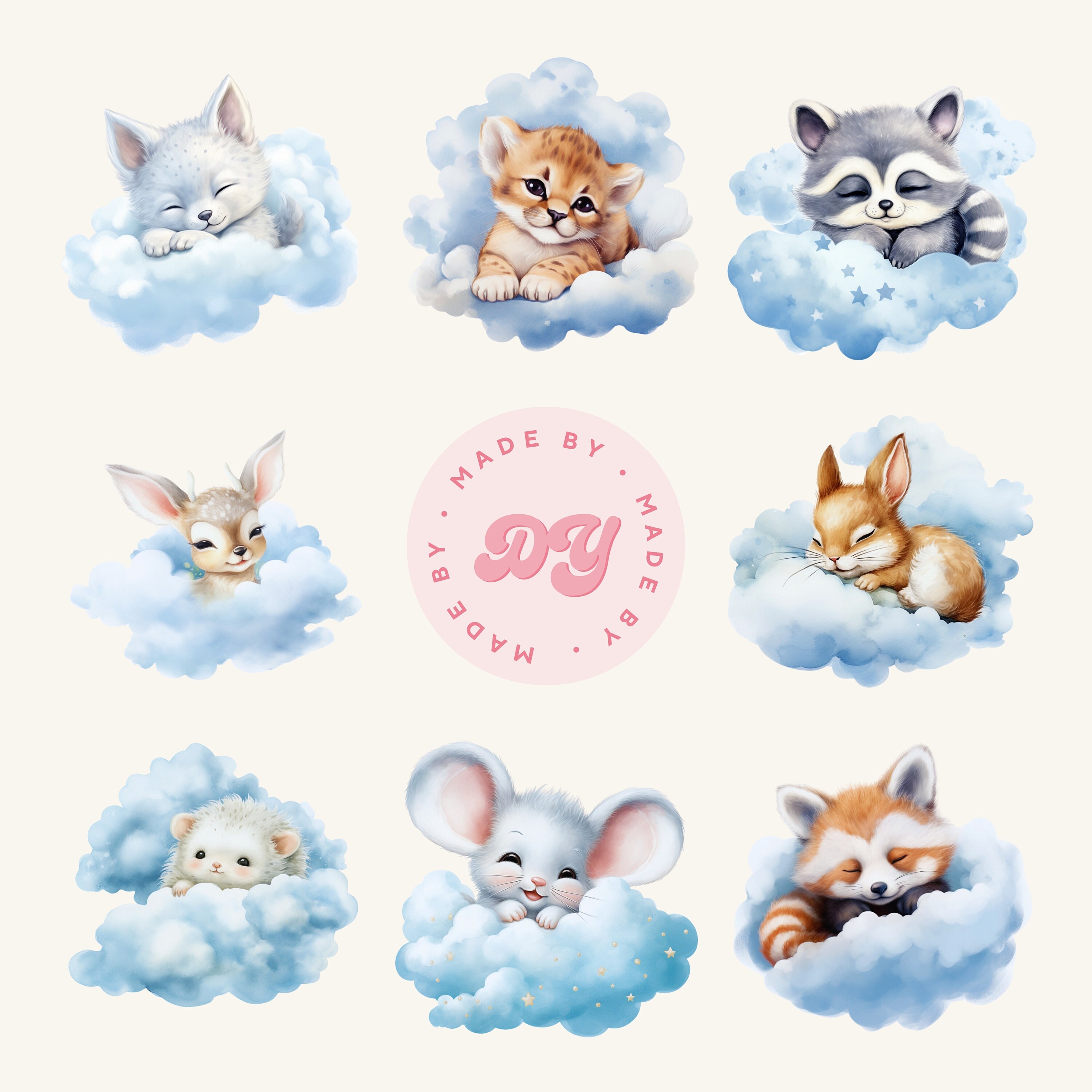 Blue Animals Clipart, Sleepy Baby Animals, Baby Bear PNG, Cute ...