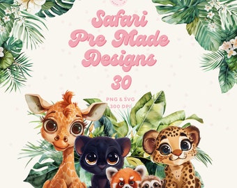 Jungle Baby Animals Clipart, High Quality Jpgs, Watercolor Safari ...