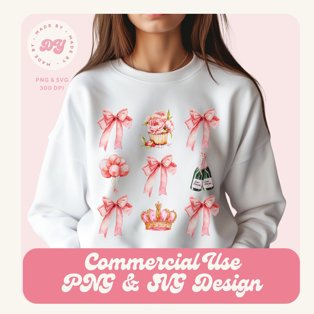 Coquette Princess Png,soft Girl Era,sweatshirt Watercolor PNG Design ...