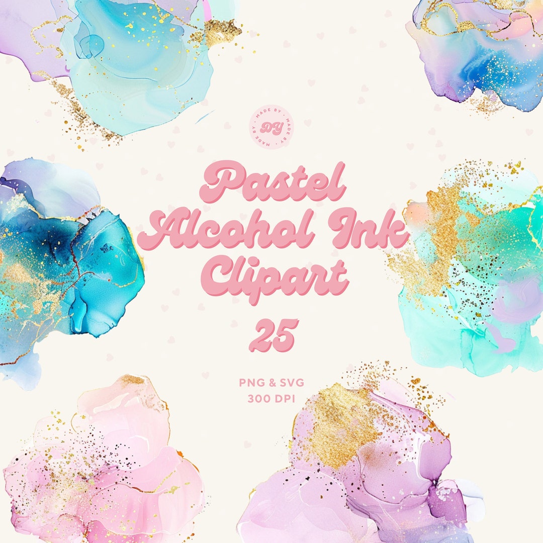 Pastel Alcohol Ink Clipart, Watercolor Alcohol Splash, Pastel Splashes ...