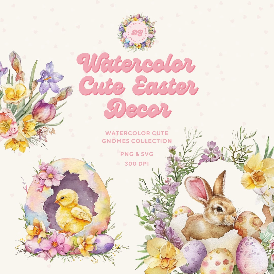 Watercolor Easter Clipart Bundle, Pastel Easter, Spring Clipart, 20 PNG ...