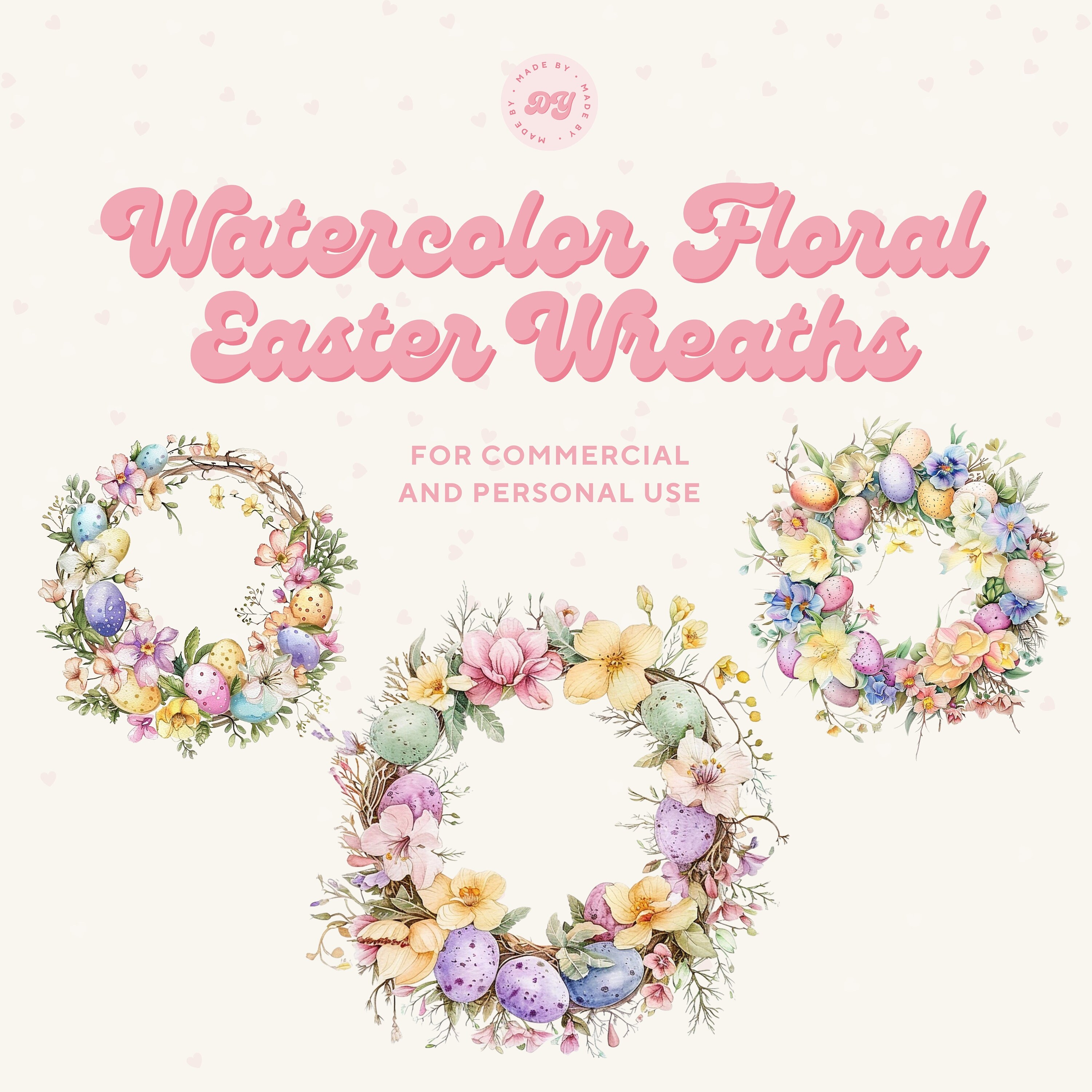 Watercolor Easter Wreath Clipart, Spring Flower Eggs Png, Easter ...