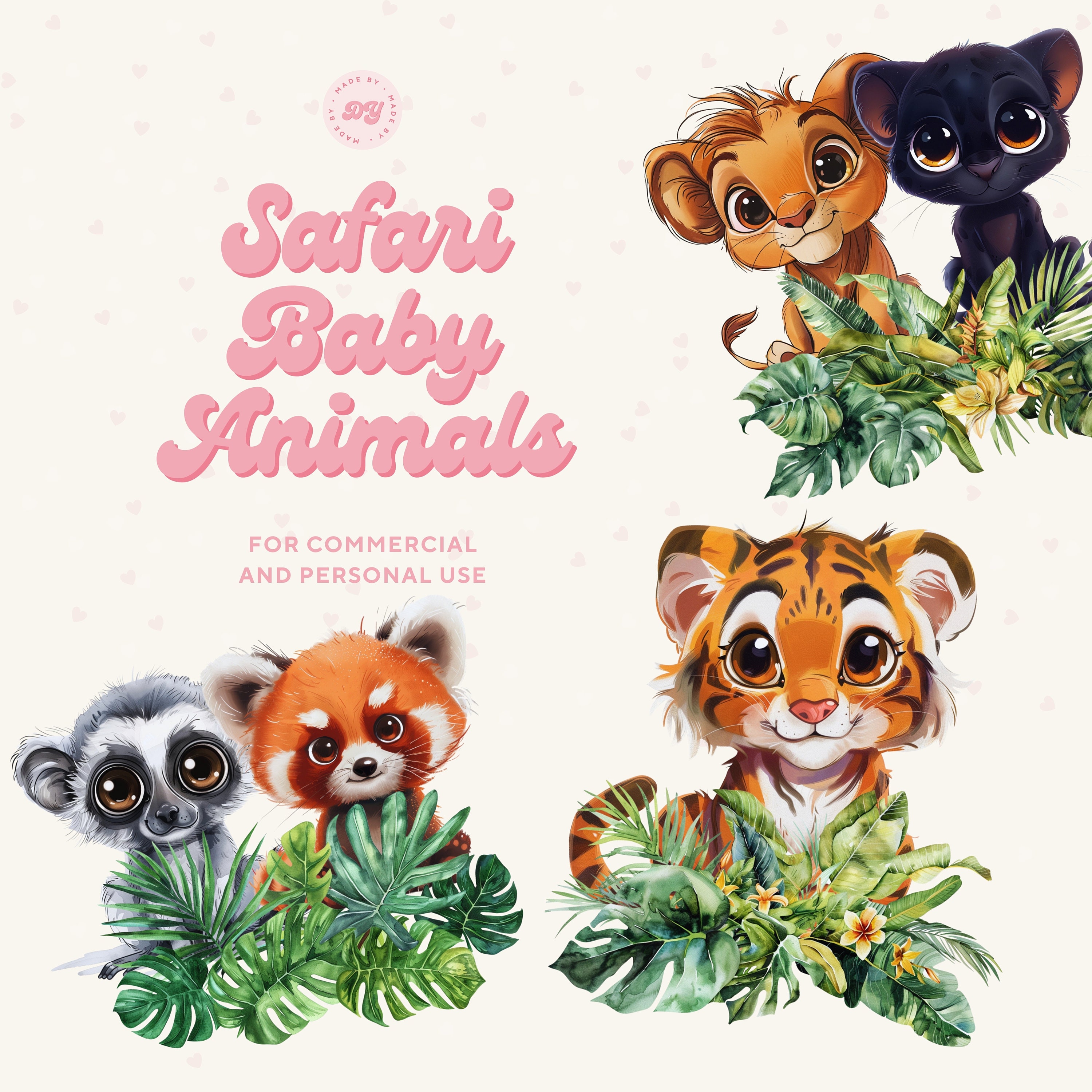Jungle Baby Animals Clipart, High Quality Pngs, Watercolor Safari ...