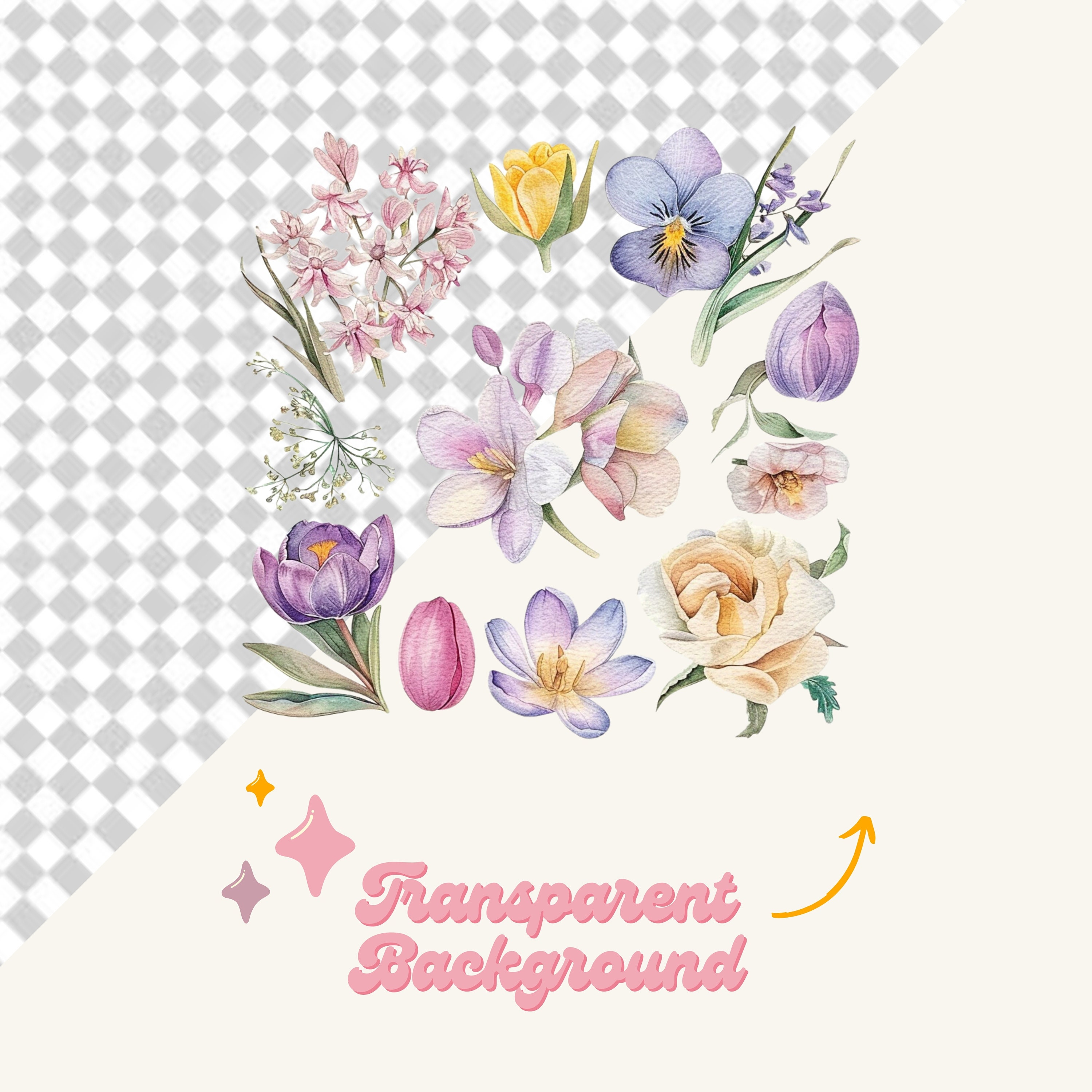 Watercolor Easter Clipart Bundle, Pastel Easter, Spring Clipart, 20 PNG ...