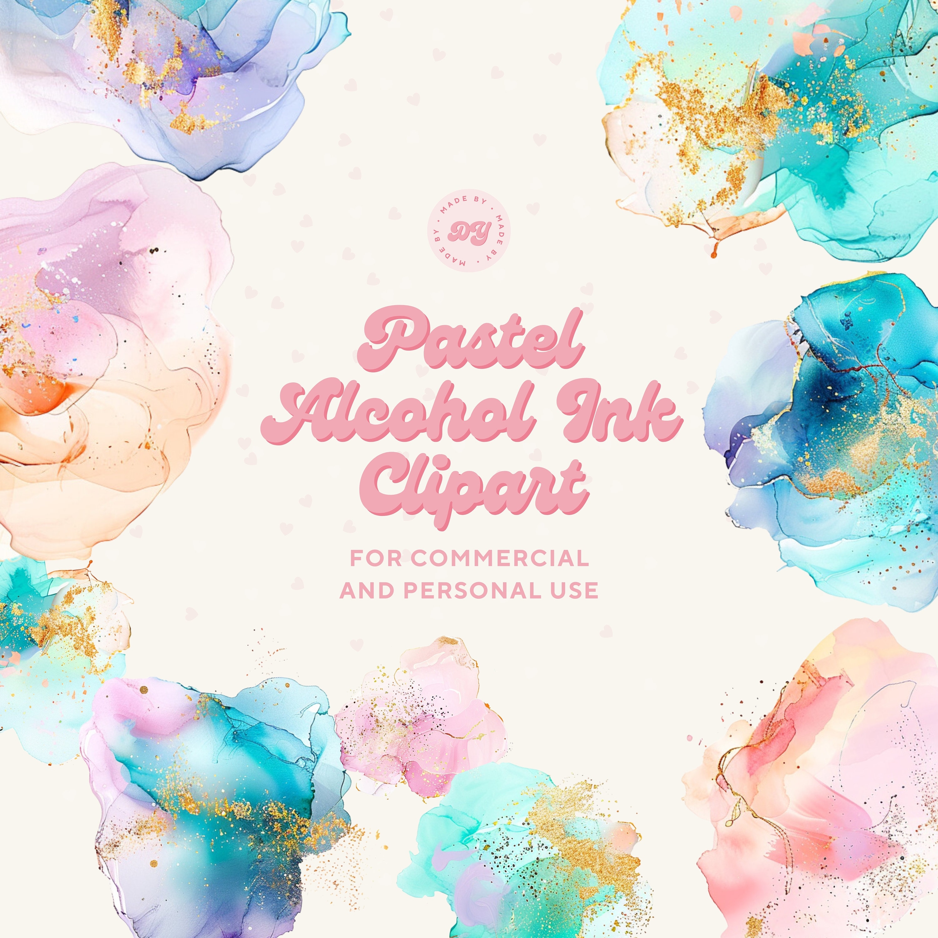 Pastel Alcohol Ink Clipart, Watercolor Alcohol Splash, Pastel Splashes ...