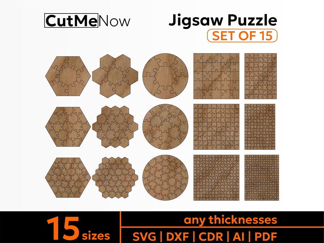 Laser Cut Puzzle SVG Templates - Jigsaw Puzzle Cut Files for Glowforge ...