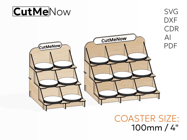 Coaster Display Stand SVG Laser Cut File - 6 and 9 Pockets - Etsy