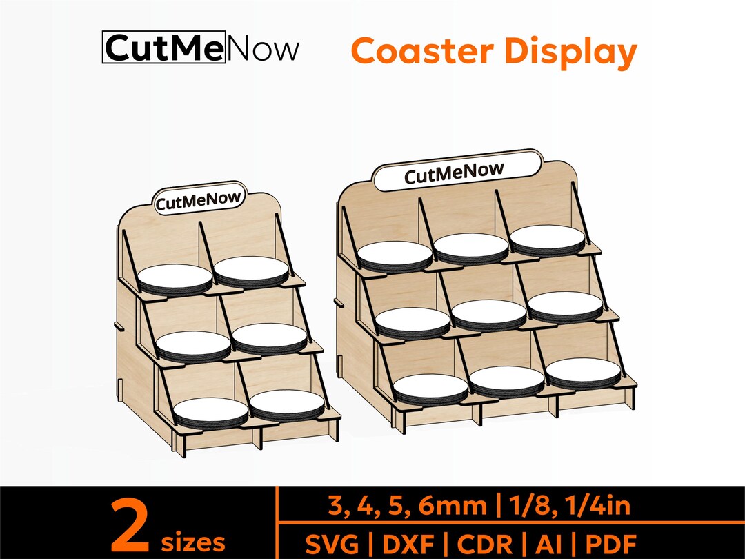 Coaster Display Stand SVG Laser Cut File 6 and 9 Pockets - Etsy