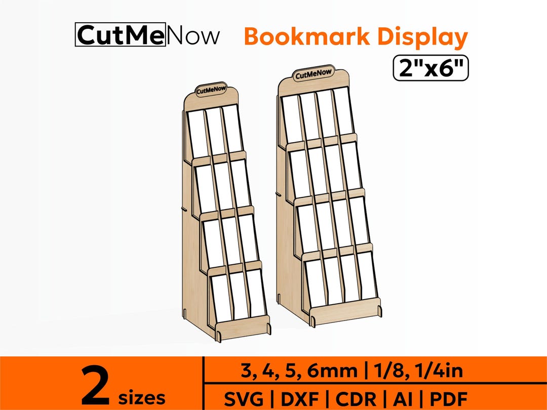 2 X 6 Bookmark Display Stand SVG Laser Cut File, Bookmark Holder SVG ...