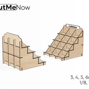 Coaster Display Stand SVG Laser Cut File Retail Counter Holder Shelf With 8 and 12 Pockets ...