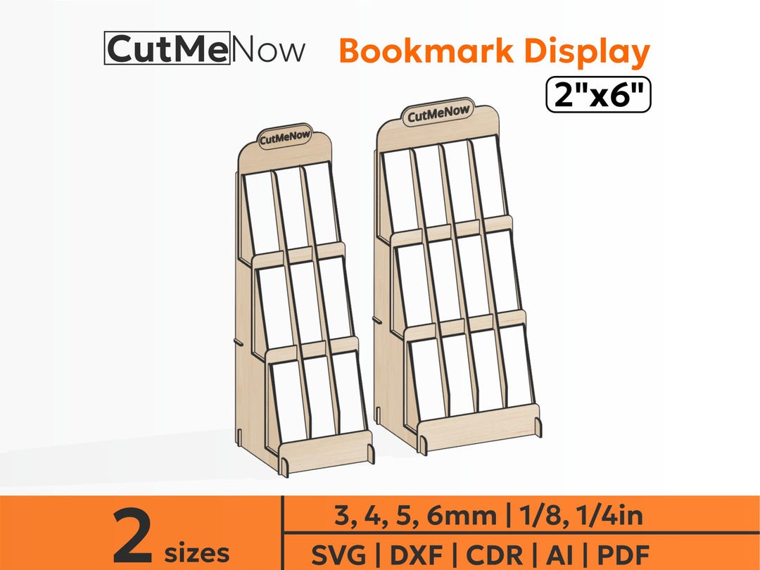 2x6 Bookmark Display Stand SVG Laser Cut File, Bookmark Holder SVG | 9 ...