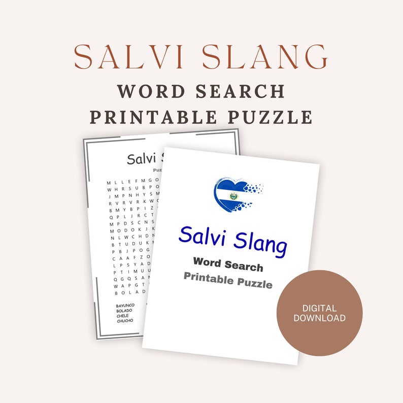 Salvi Slang Word Search Printable Puzzle, El Salvador Slang Word Search ...