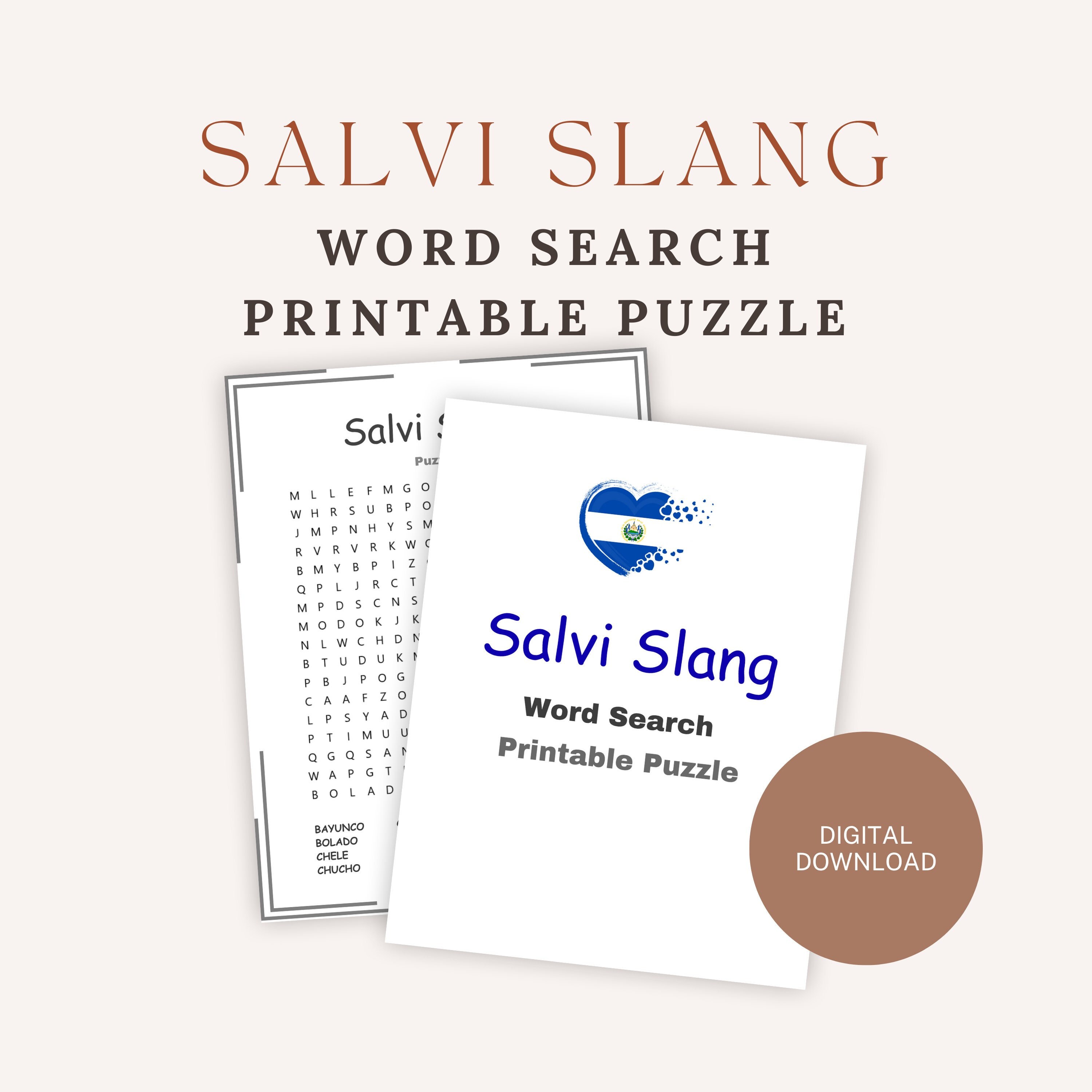 Salvi Slang Word Search Printable Puzzle, El Salvador Slang Word Search ...